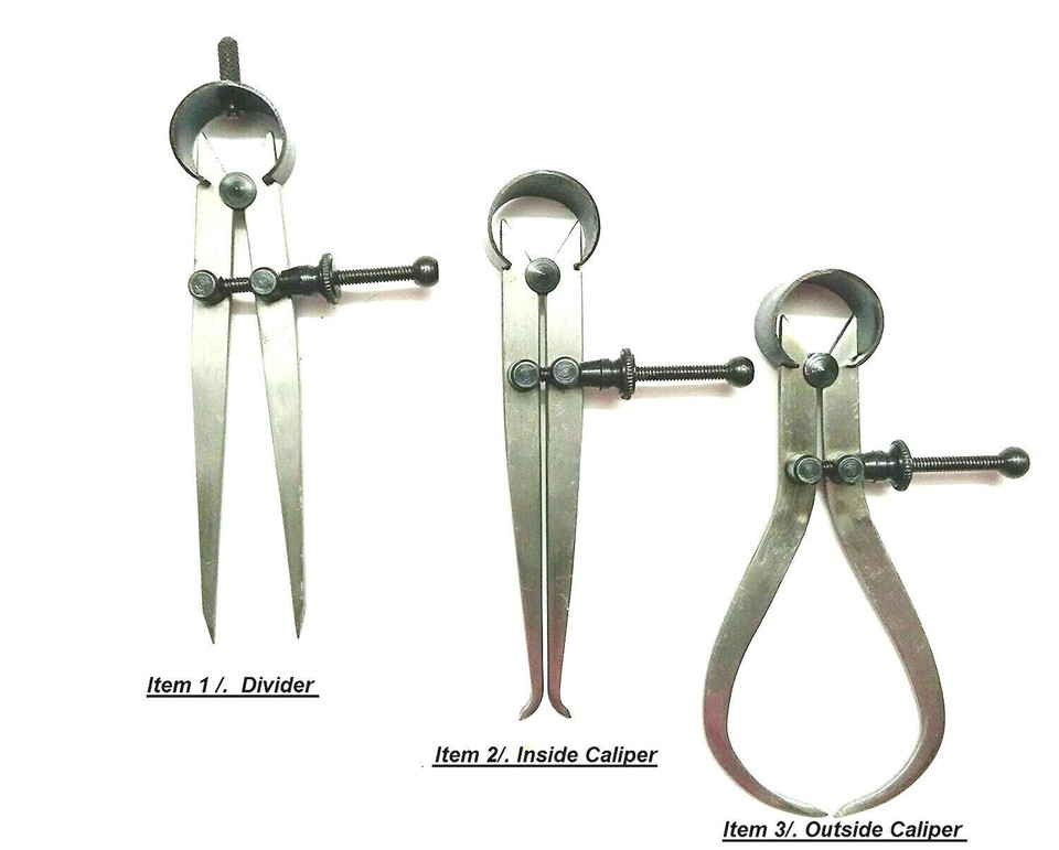 12 Inch Metal Work Adjustable Measurement Spring Caliper Set of 3 Pcs ...