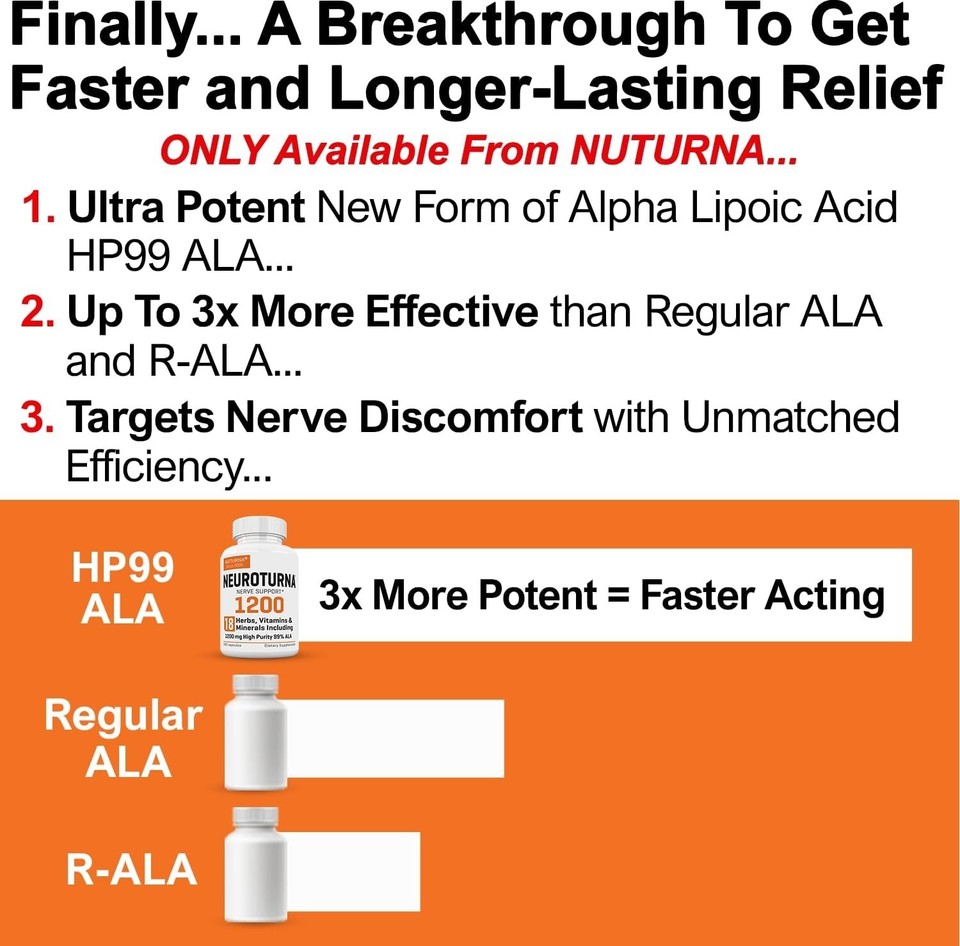 Neuropathy Nerve Nutritional Blend with 1200 mg Alpha Lipoic Acid - 180 ...