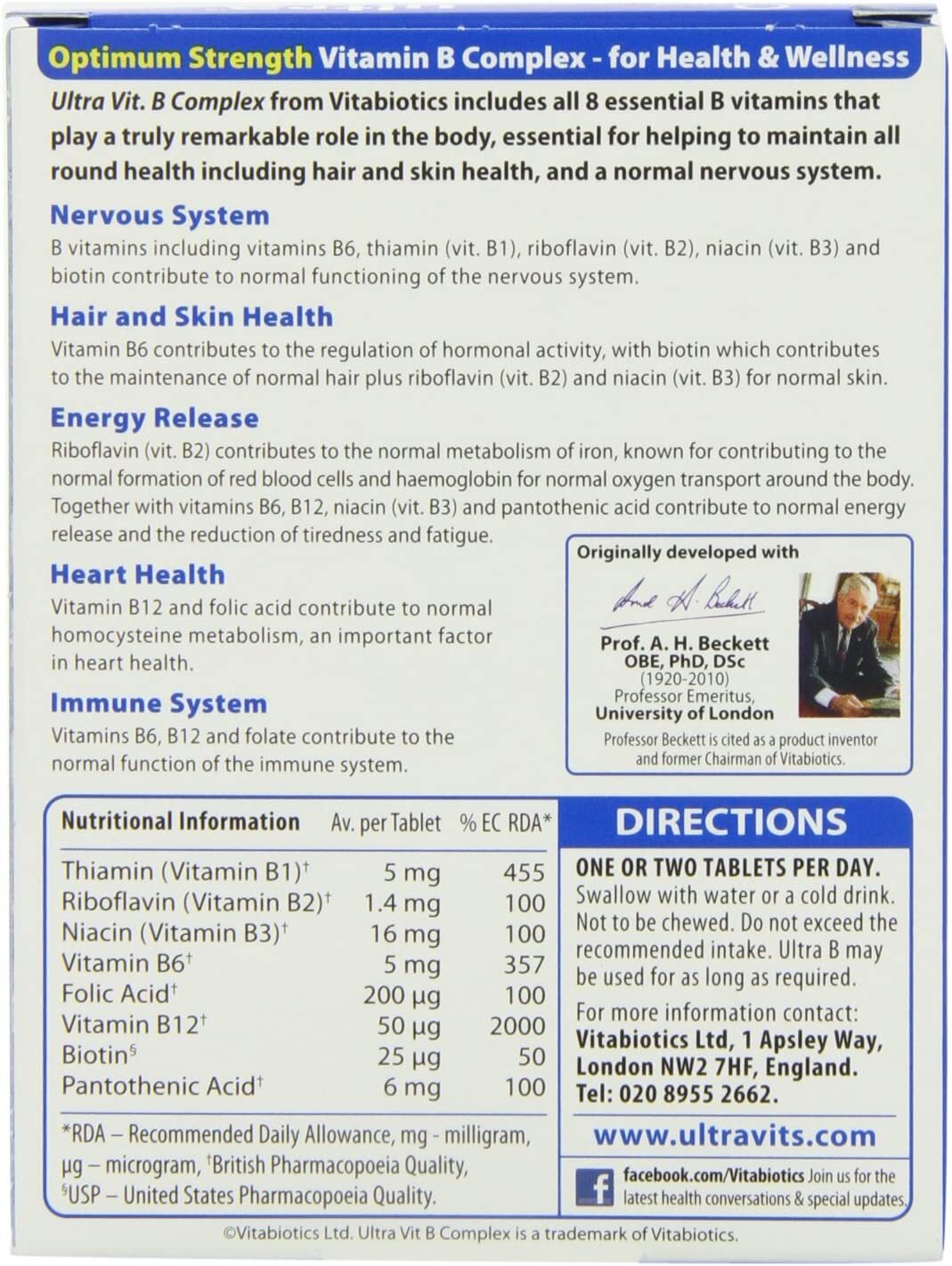 Vitabiotics Ultra Vitamin B Complex 60 Tablets | eBay UK