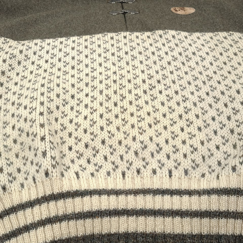 Vintage Nordic Jumper Sweater Norway Beige Fair Isle Wool Men Qa6 Size ...