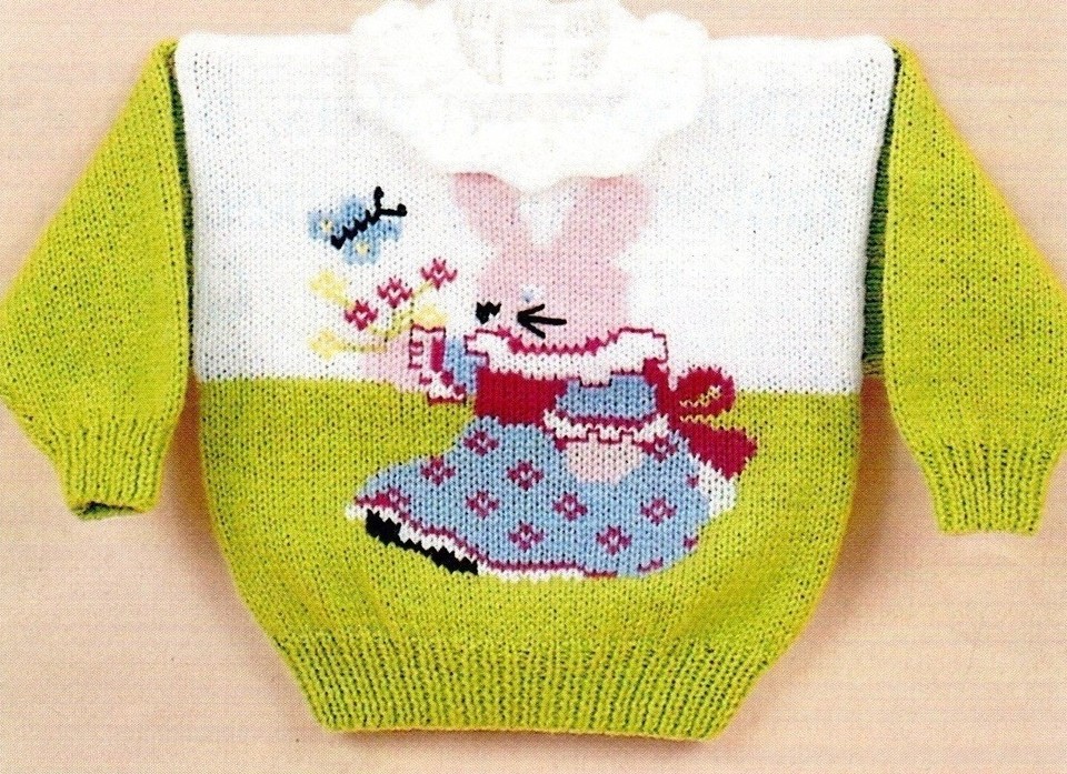 2 Children's Easter Bunny jumpers knitting pattern in DK. pullover. Boy ...