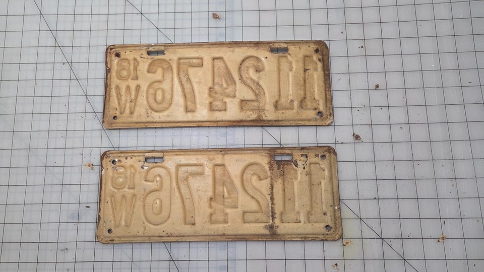 Pair 1918 W Washington State License Plate Automobile Original Metal ...
