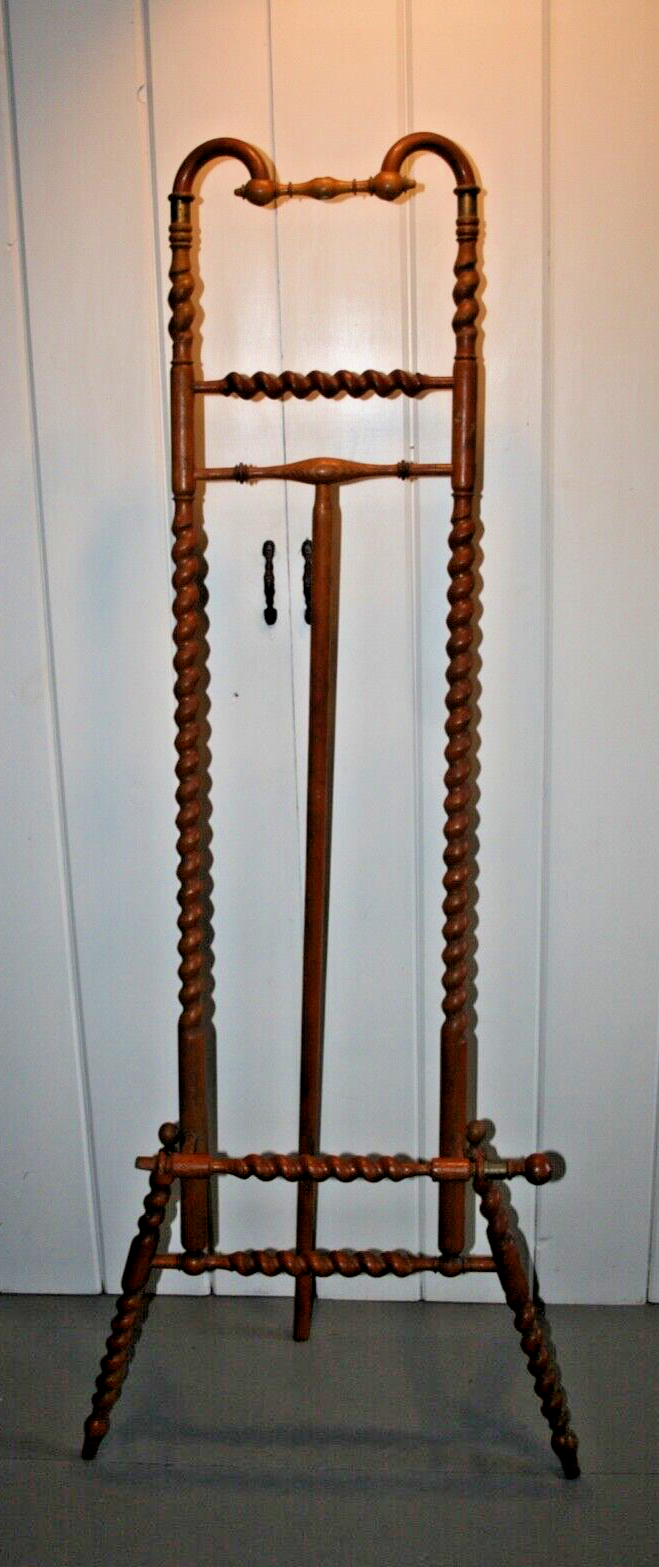 Antq Barley Twist Turned Bent Wood Stick & Ball Easel Art Painting ...