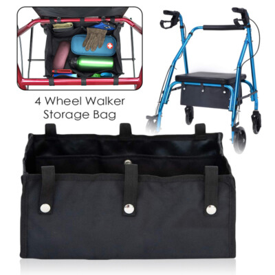 Black Basket Under Seat Rollator Storage Bag Tote for Walker 4 Wheel ...