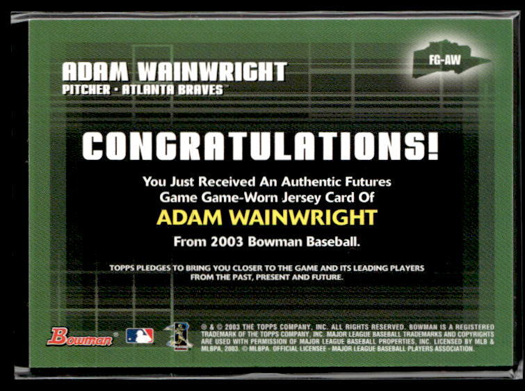 L56-2003 Bowman Adam Wainwright #FG-AW Futures Game Jerseys | eBay