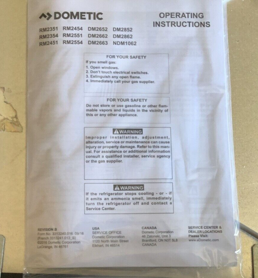 Dometic RM2351 Refrigerator | eBay