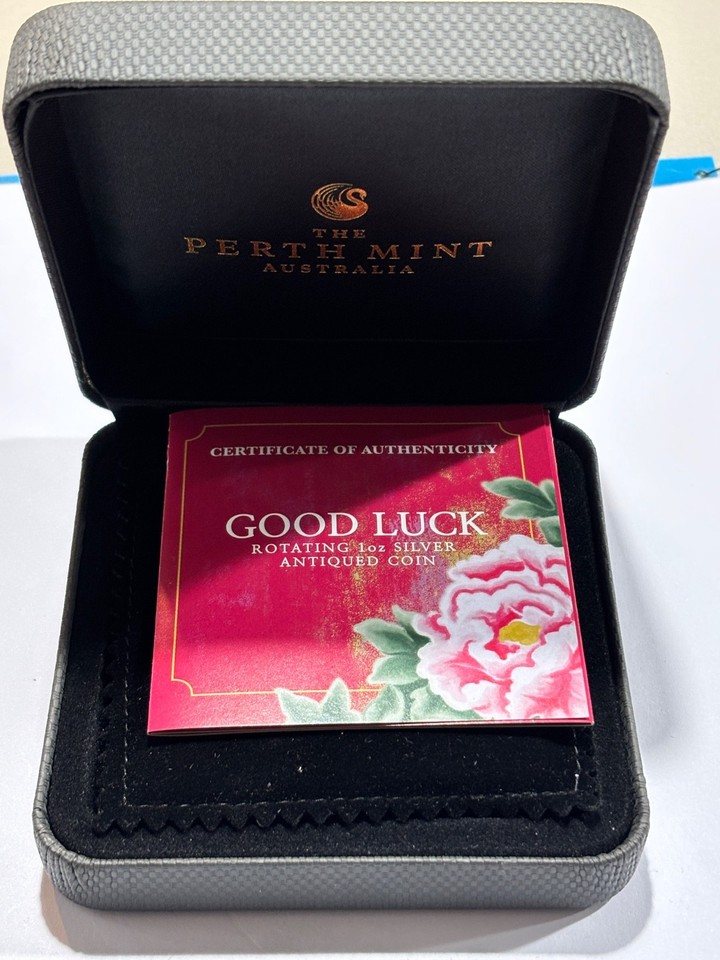 2018 Australia Perth Mint Good Luck Rotating Charm 1oz Silver Antiqued ...