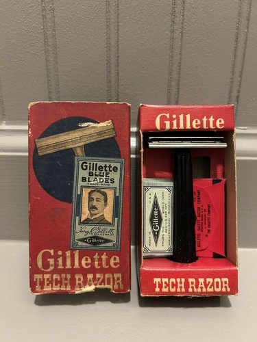 Vintage Gillette Tech Razor Blue Blades Unused prop collectible | eBay