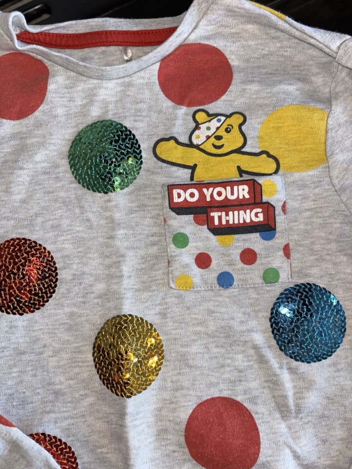 Kids Children In Need Spotty Pudsey Bear Pyjamas 7-8 Years | eBay UK