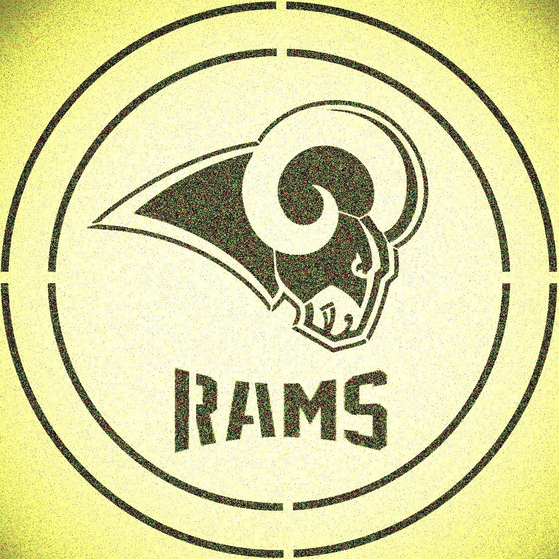 DOUBLE CIRLCE LOS ANGELES RAMS w/ TEAM NAME STENCIL SPORT FOOTBALL ...