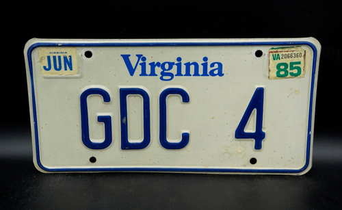 1985 VIRGINIA Vanity License Plate - GDC 4 | eBay