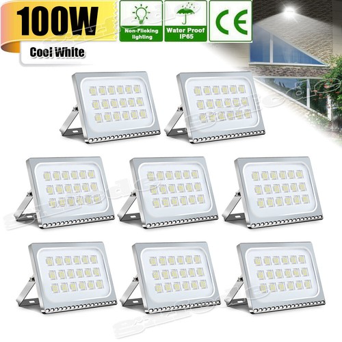 8X 100W Led Flood Light Cool White Stadium Waterproof Outside Lighting ...