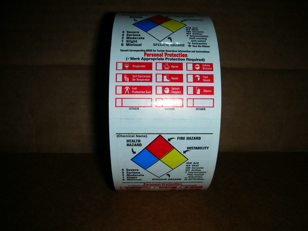 Chemical Fire Hazard Label Roll NFPA Diamond Format 500 Stickers 3.25 x ...