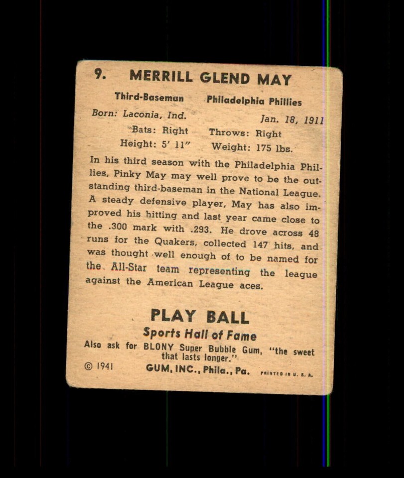 1941 Play Ball Baseball Cards #'s 1 thru 72 - Complete your Set U-Pick ...