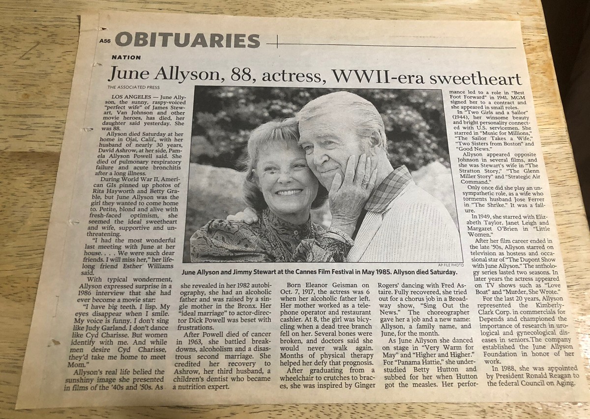 June Allyson Obituary