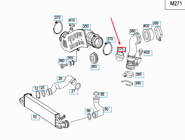 MERCEDES-BENZ C W203 CHARGE AIR HOSE ACCORDION HOSE A2710941482 ...