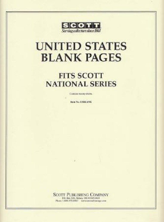 20 Scott National Series United States Blank Pages 3 Ring/2 Square Post ...