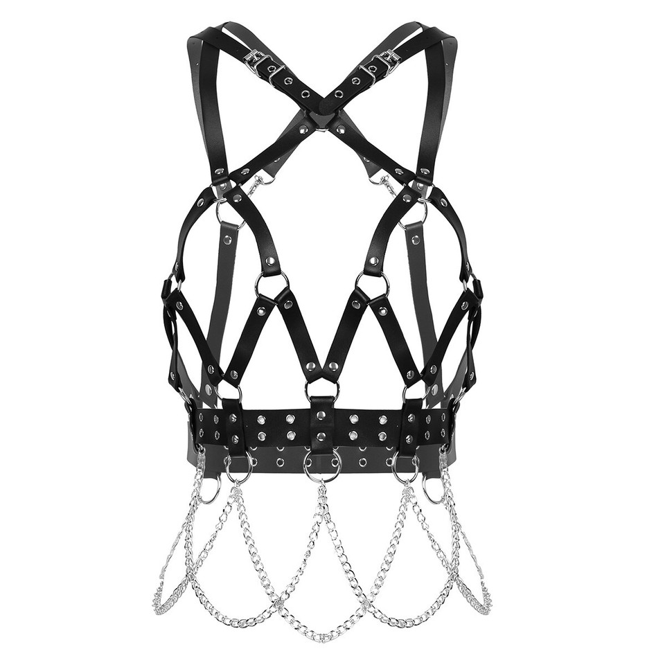 Women Adjustable Leather Harness Bra Body Chest Cage Belt Strap ...