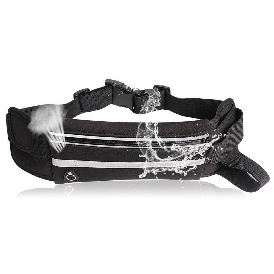 Mens Women Outdoor Stretch Sports Belt Pockets Workout GYM Mobile Phone ...