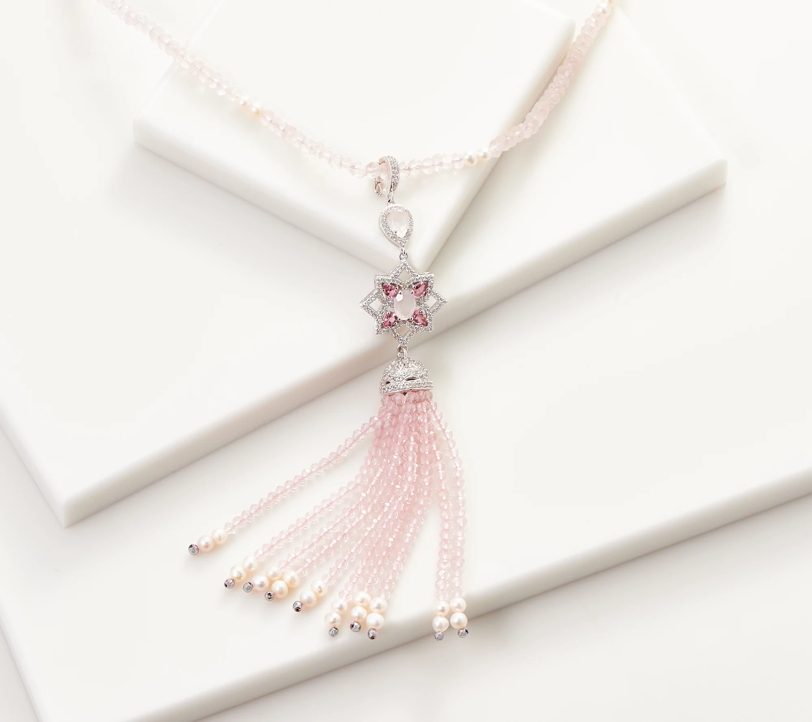 Sterling Silver Gemstone & Cultured Pearl Tassel Enhancer & Bead ...