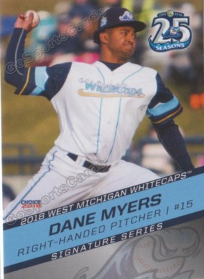 2018 West Michigan Whitecaps Dane Myers RC Rookie Detroit Tigers Minor ...