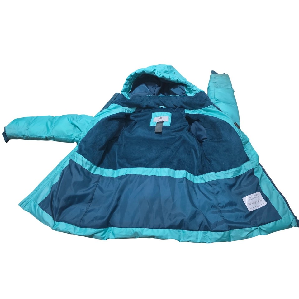 C9 Champion l Girls Teal Green Puffer Hooded Jacket Size Medium 7 8 ...