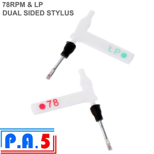 1x DUAL Flip Turntable Stylus 78rpm & LP -Double Sided Red and Blue ...