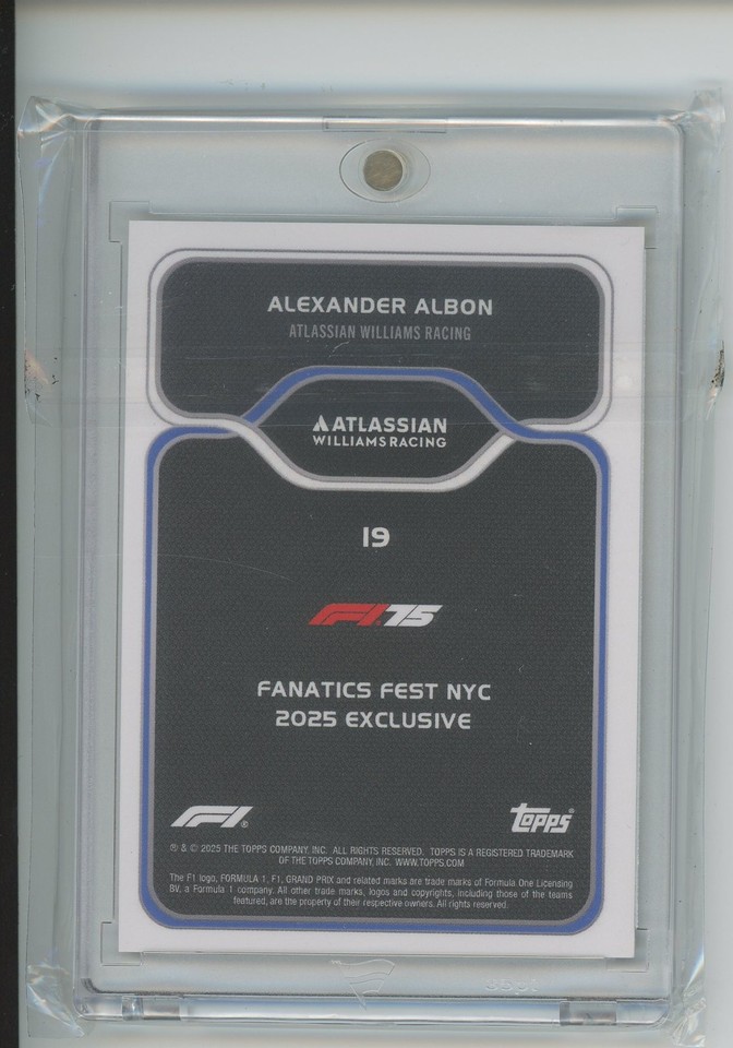 2025 Topps F1 Fanatics Fest NYC Exclusive Alexander Albon TAXI GOLD SP ...