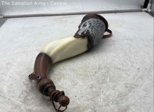 Brown Cream Handcrafted Eagle Design Replica Powder Horn With Strap | eBay