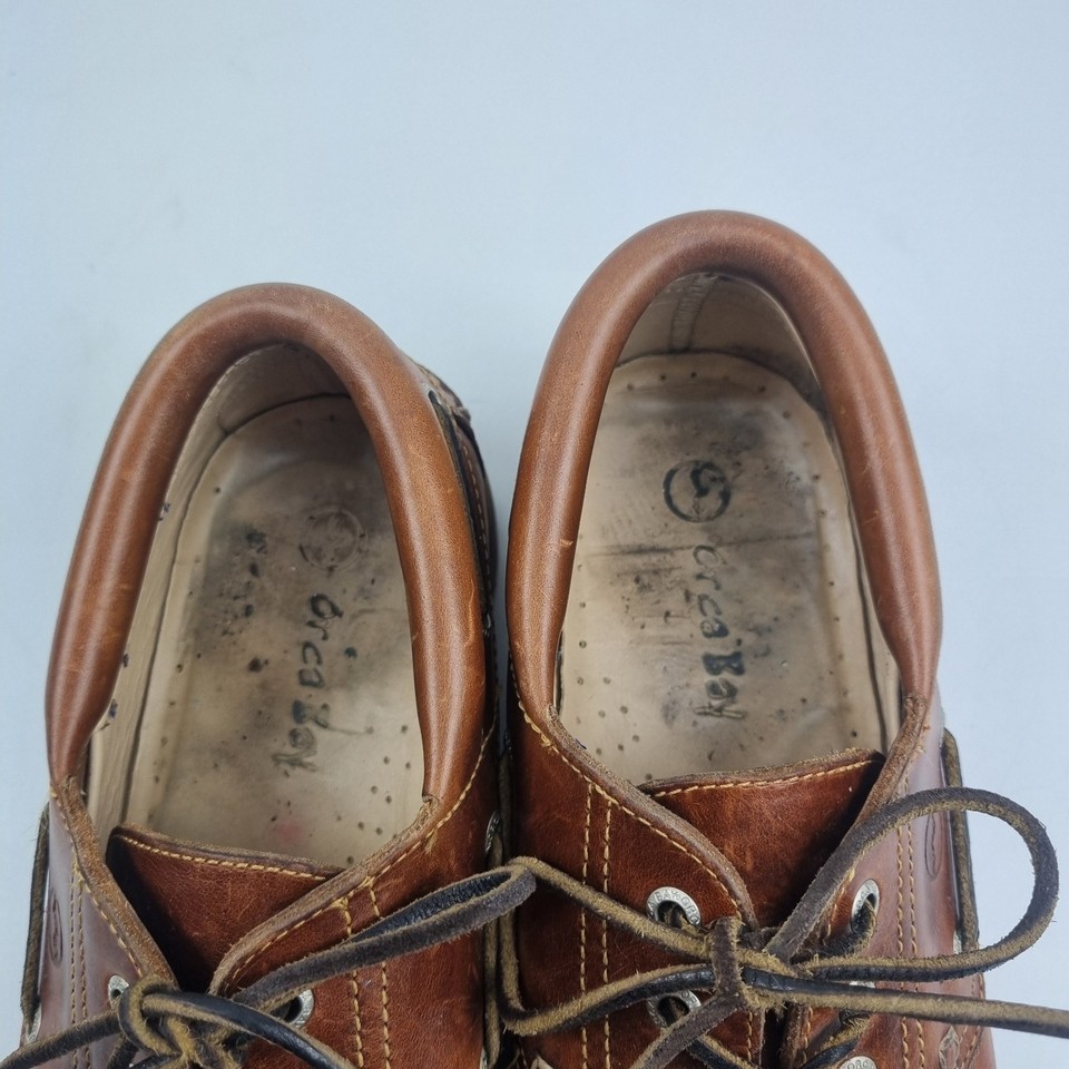 Orca Bay Brown Leather Boat Shoes Deck Shoes UK 7.5 EU 41.5 Lace Up ...