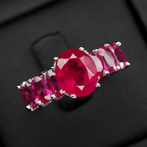 Charming Blood Red Ruby Oval 3.10Ct 925 Sterling Silver White Gold ...