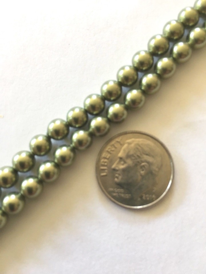 50 pc SWAROVSKI CRYSTAL LIGHT GREEN PEARL Loose BEADS 5mm Round 5810 ...