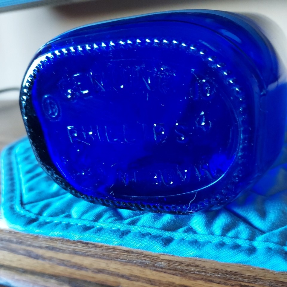 Vintage Cobalt Blue Genuine Phillips Glass Bottle Made in USA 9" Tall ...