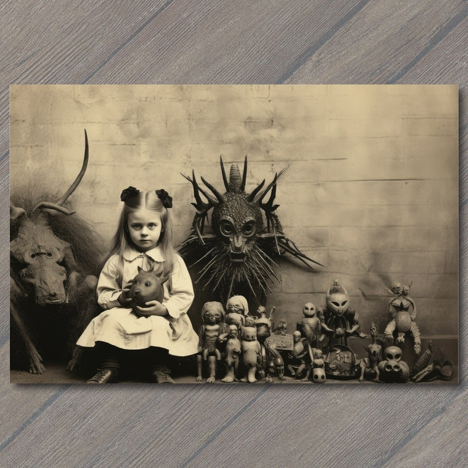 4x6" Weird Creepy Vintage Vibe Monster Pet Halloween Cult Unusual Toys ...