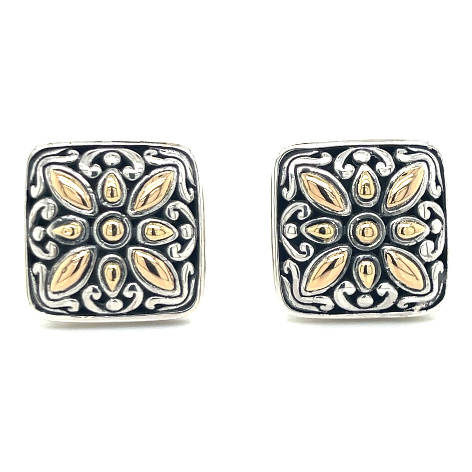 John Hardy Sterling Silver & 18K Gold Square Omega Ea… - Gem