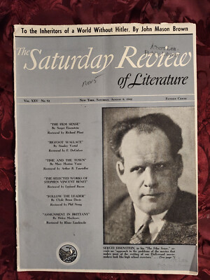 SATURDAY REVIEW Magazine August 8 1942 Sergei Eisenstein John Mason ...
