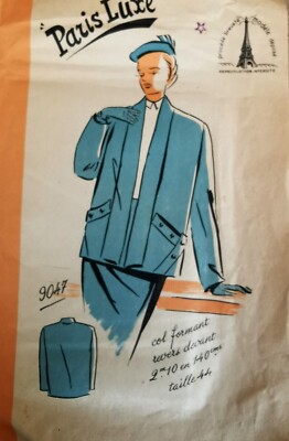 9047 PATRON PARIS LUXE VINTAGE FRENCH PATTERN VESTE COL FORMANT REVERS ...