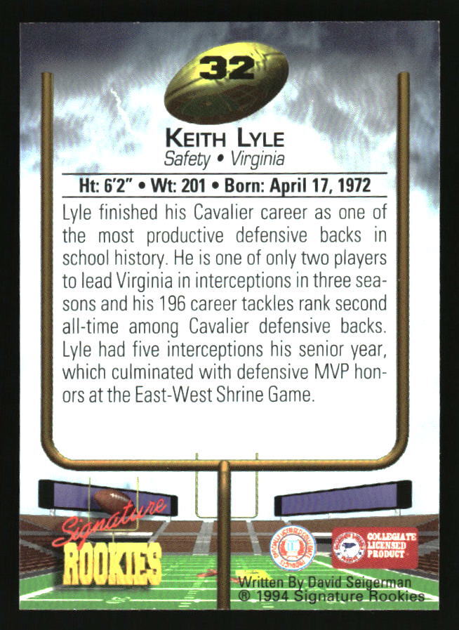 1994 Signature Rookies #32 Keith Lyle | eBay