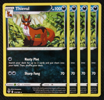 Pokemon Cards 4x Thievul 113/189 Playset Darkness Ablaze NM/M | eBay