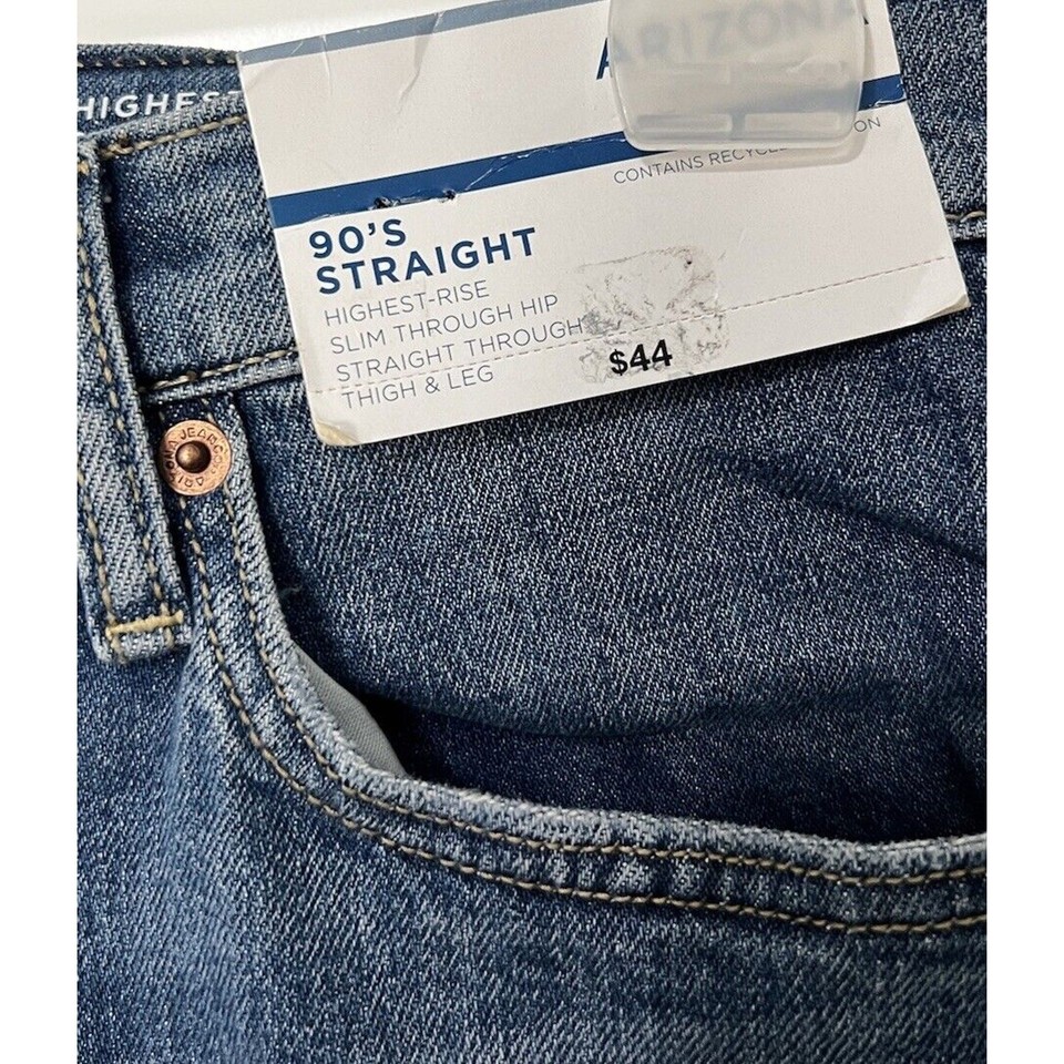 NWT Arizona Jean Co. Jeans Women’s 13 Blue 90’s Highest Rise Straight ...