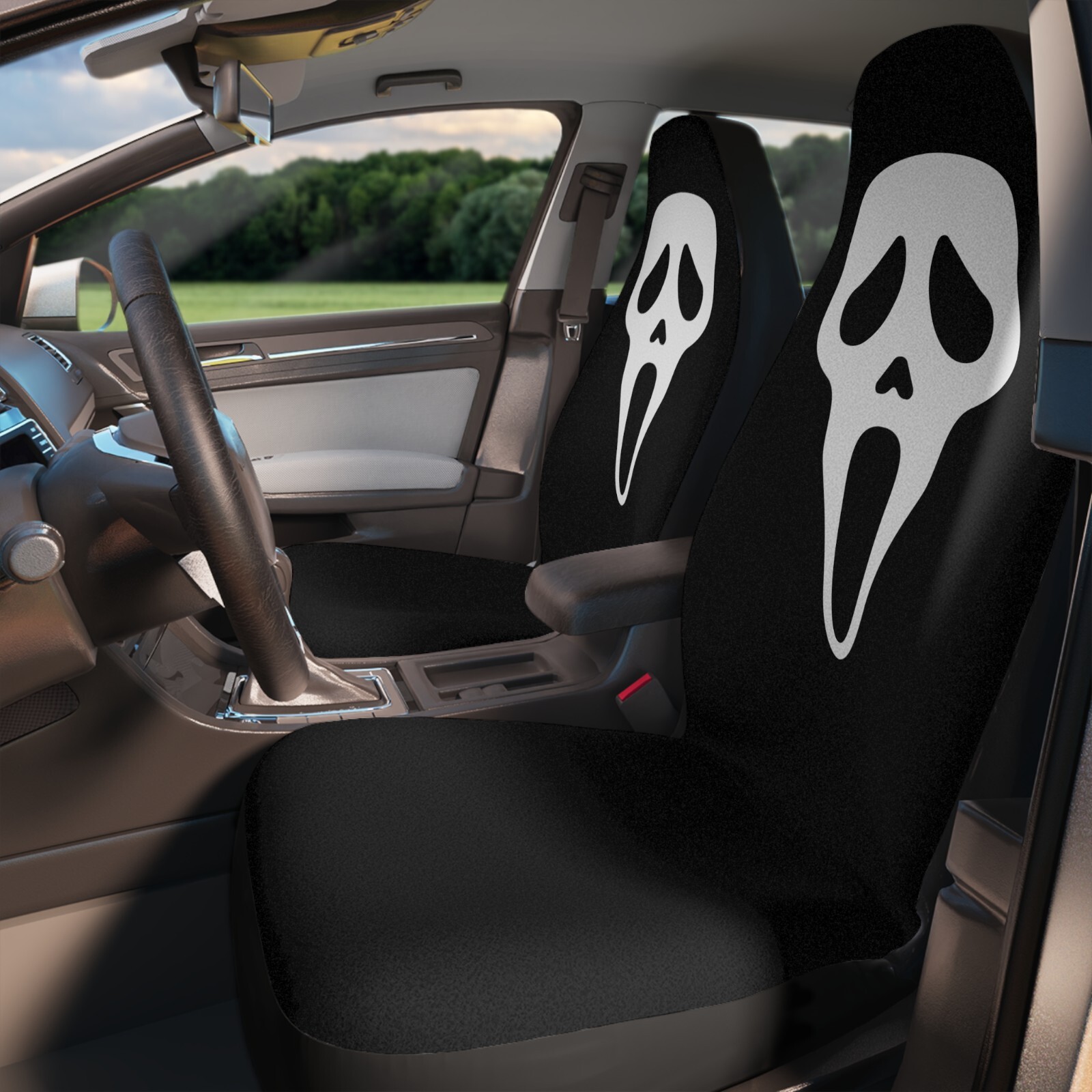 Ghost Face Front Seat Covers - Set of Two - Goth Car Accessories ...
