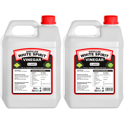 Distilled White Spirit Vinegar 5% Acidity 5ltrs (Pack of 2) 10L Cooking ...