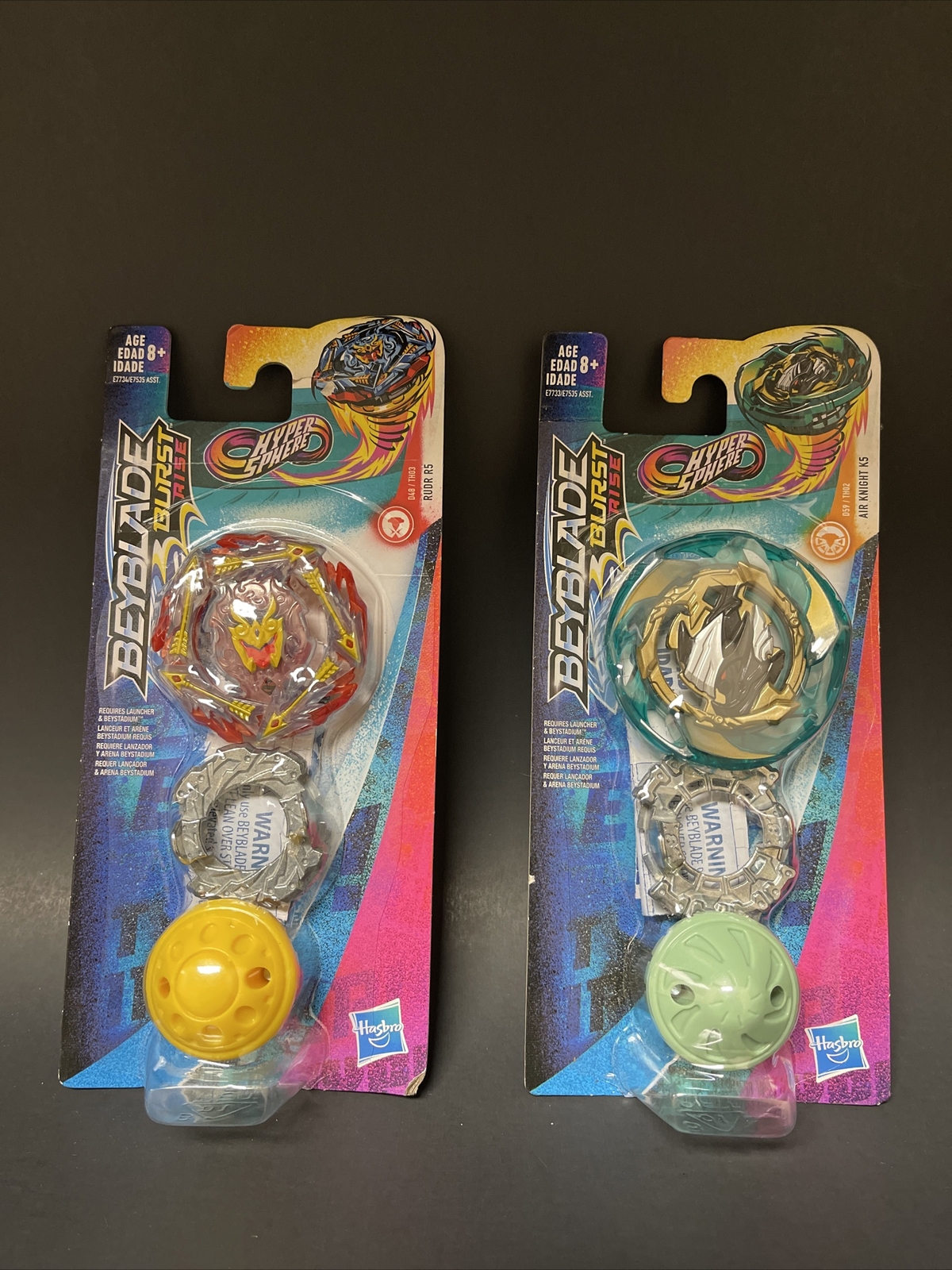 Lot of 2 - NEW Beyblade Burst Rise Hypersphere RUDR R5 & AIR KNIGHT K5 ...