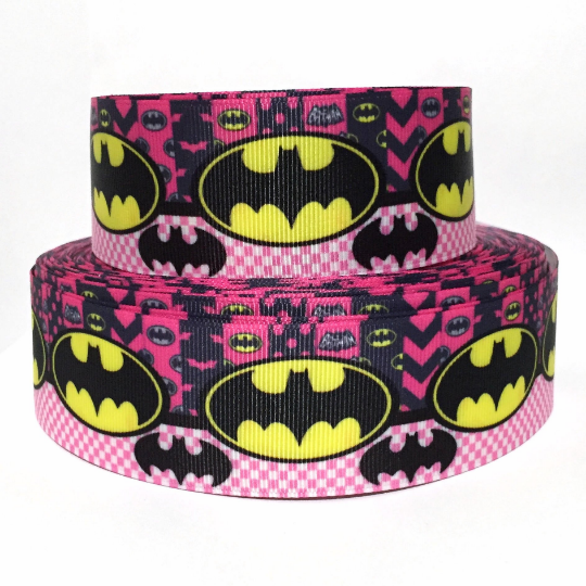 Grosgrain Ribbon 5/8", 7/8",1.5" & 3" HERO BATMAN Pink Printed USA ...
