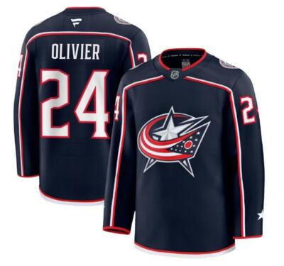 Custom Men Mathieu Olivier Blue Jackets Navy Jersey All Stitched | eBay