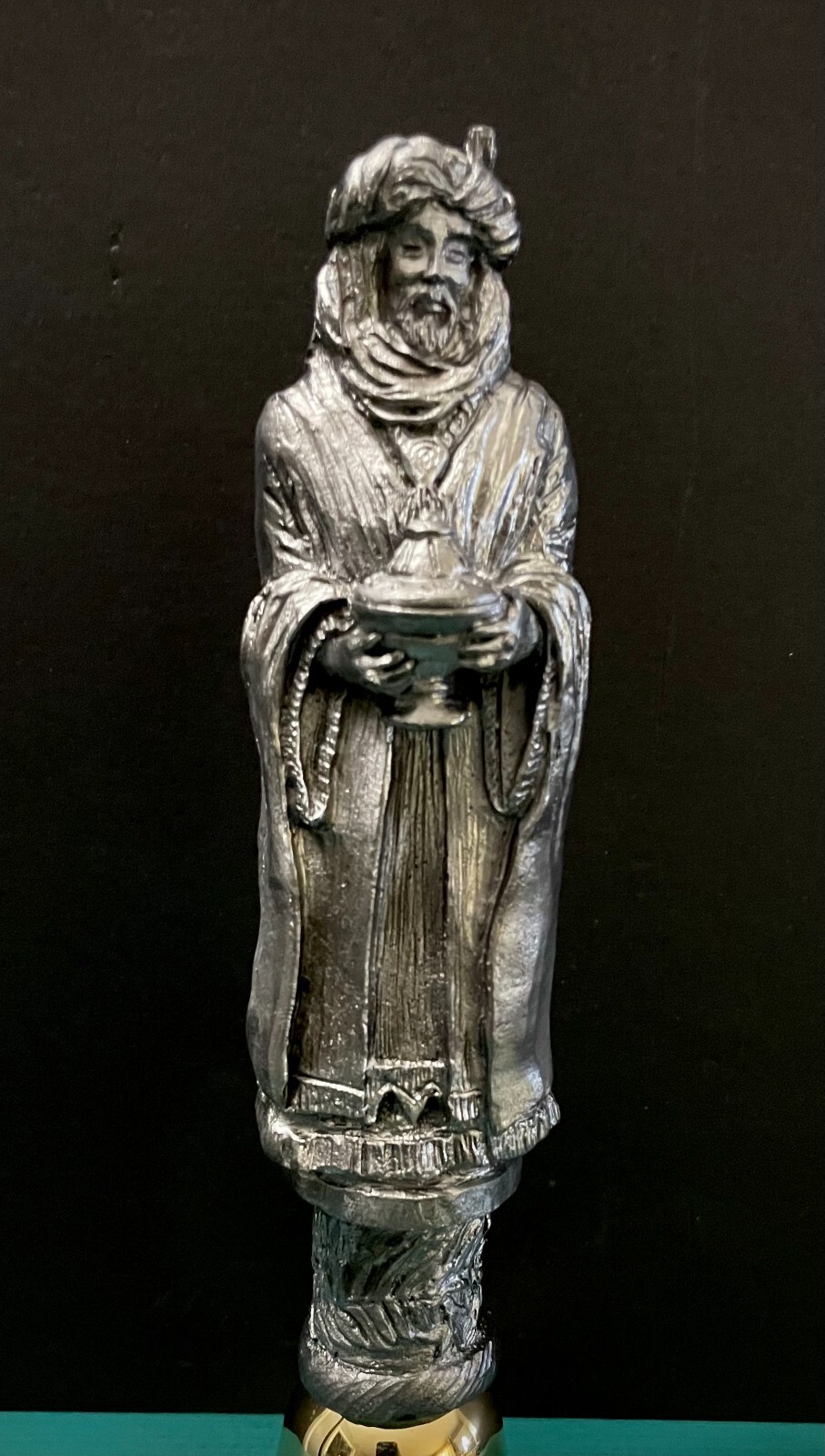 Michael Ricker Pewter Nativity Christmas Three 3 Wiseman Brass Bell ...