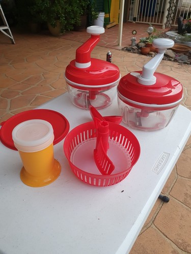 TUPPERWARE Quick Chef Food Processor Chopper Mixer Whisk Salad Spinner ...