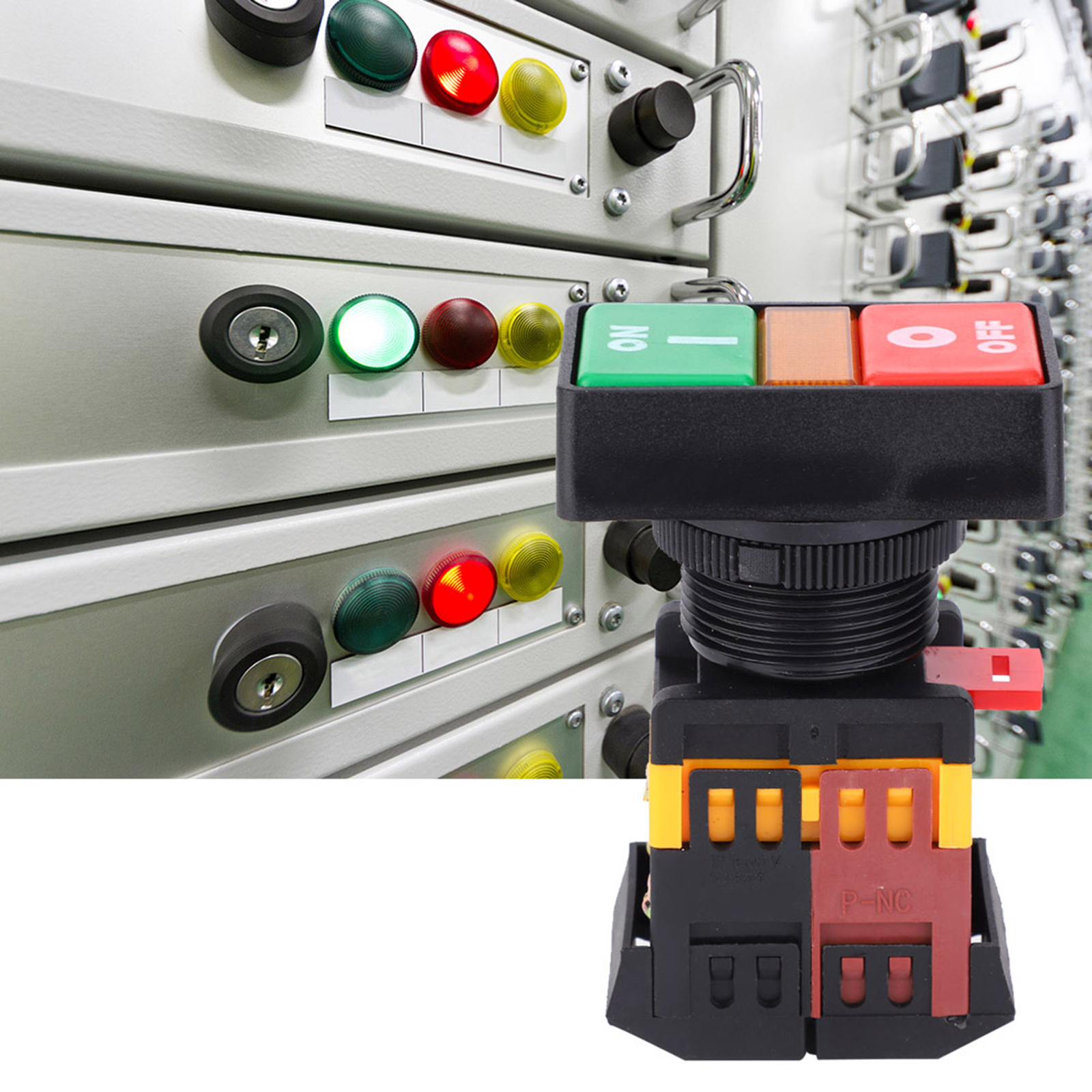 PPBB-30N Double Push Button Switch With LED Light On Off Momentary ...