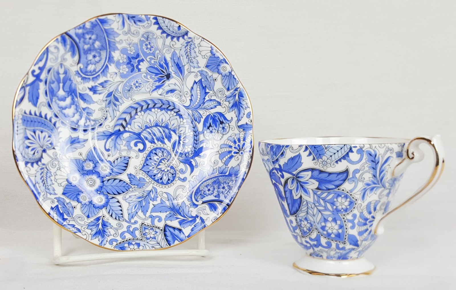 Berkeley Square Tea Cup and Saucer Blue and White Paisley - Bone China ...