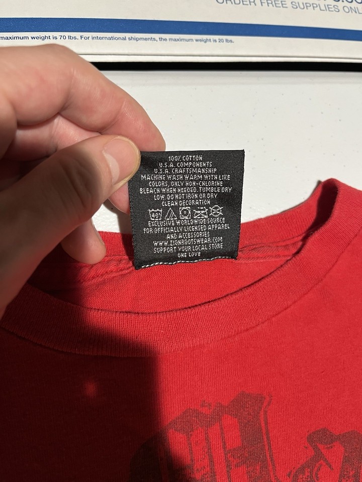 vtg Zion Rootswear Bob Marley MADE IN USA red shirt Medium tour concert ...